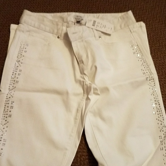 bebe | Jeans | Nwt Bebe White Rhinestone Jeans | Poshmark